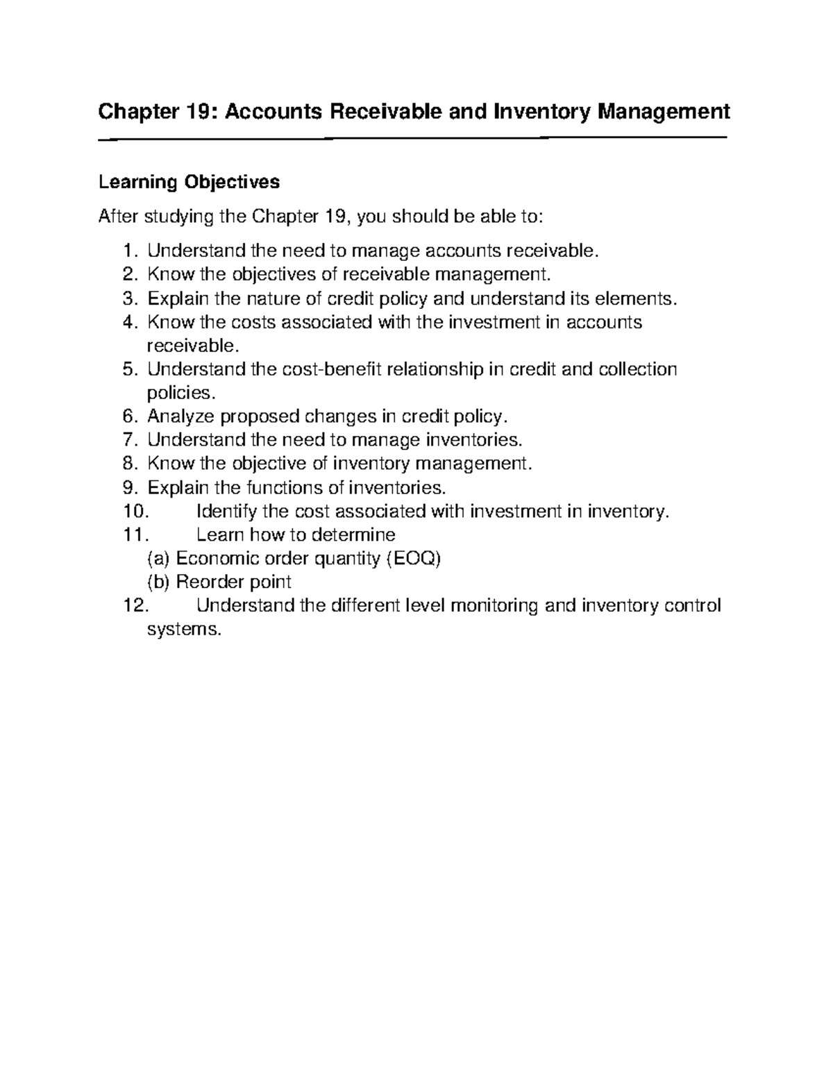 Topic 9: Ch. 19 - Accounts Receivable & Inventory Management Notes ...