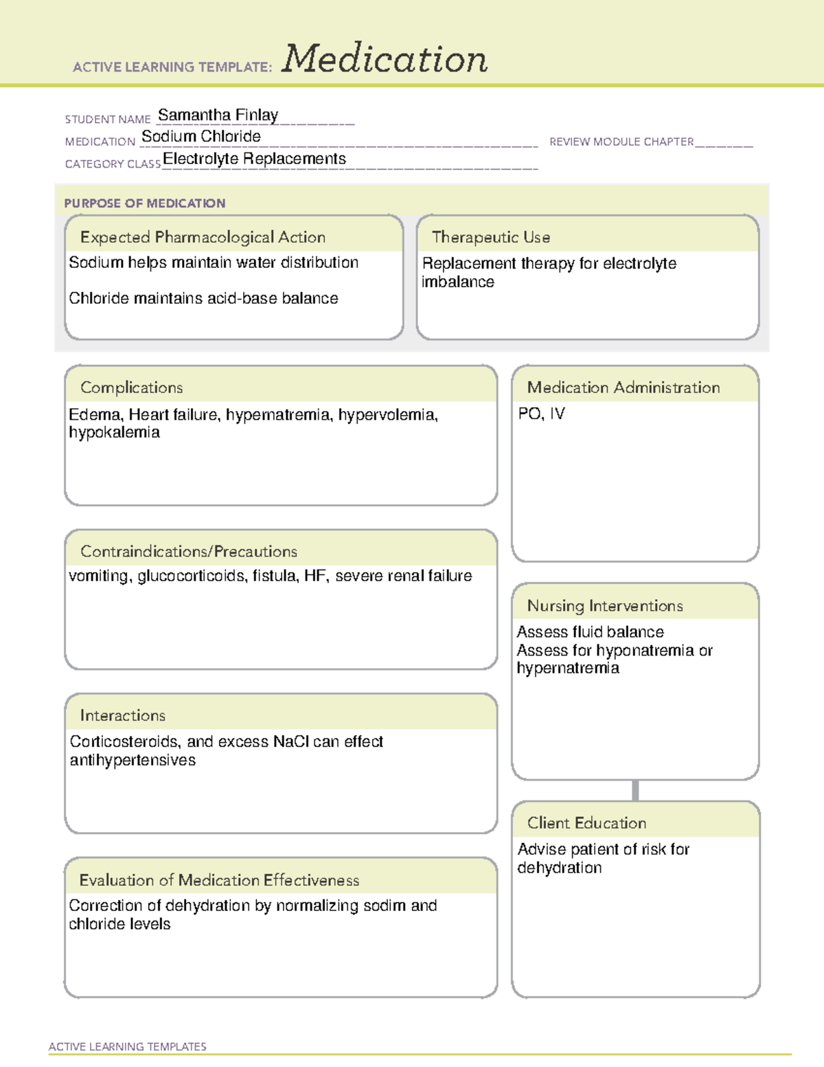 Sodium Chloride - med template - ACTIVE LEARNING TEMPLATES Medication ...