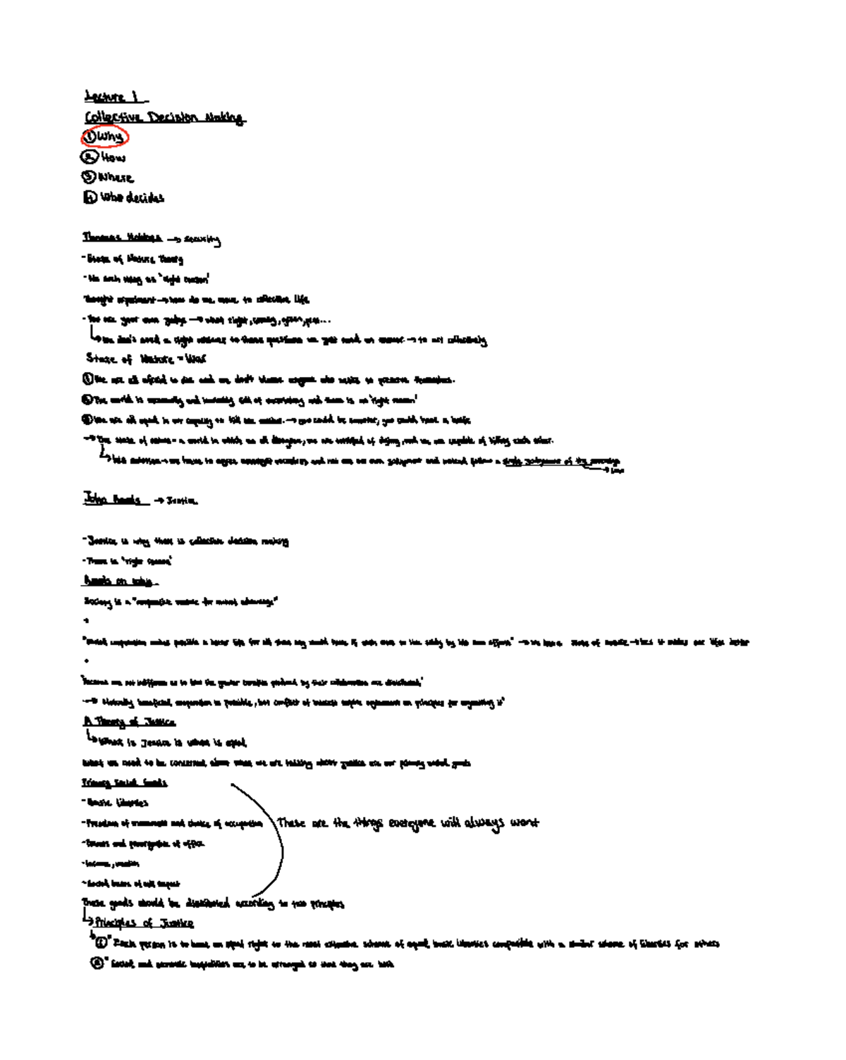 Lecture 1: Collective Decision Making - Hobbes & Rawls on Justice - Studocu