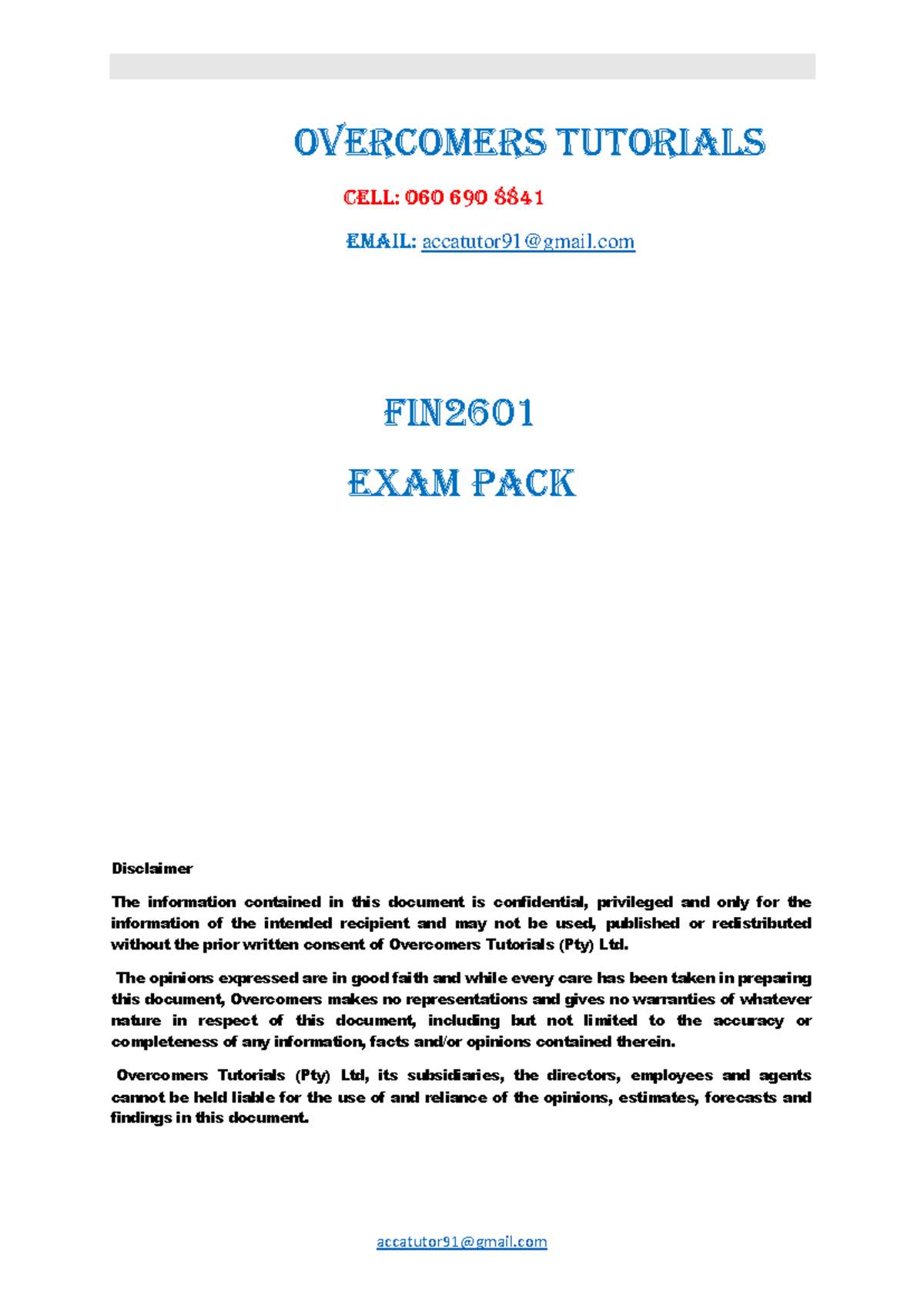 FIN2601 Exam Pack: Comprehensive Study Guide for May/June 2023 - Studocu