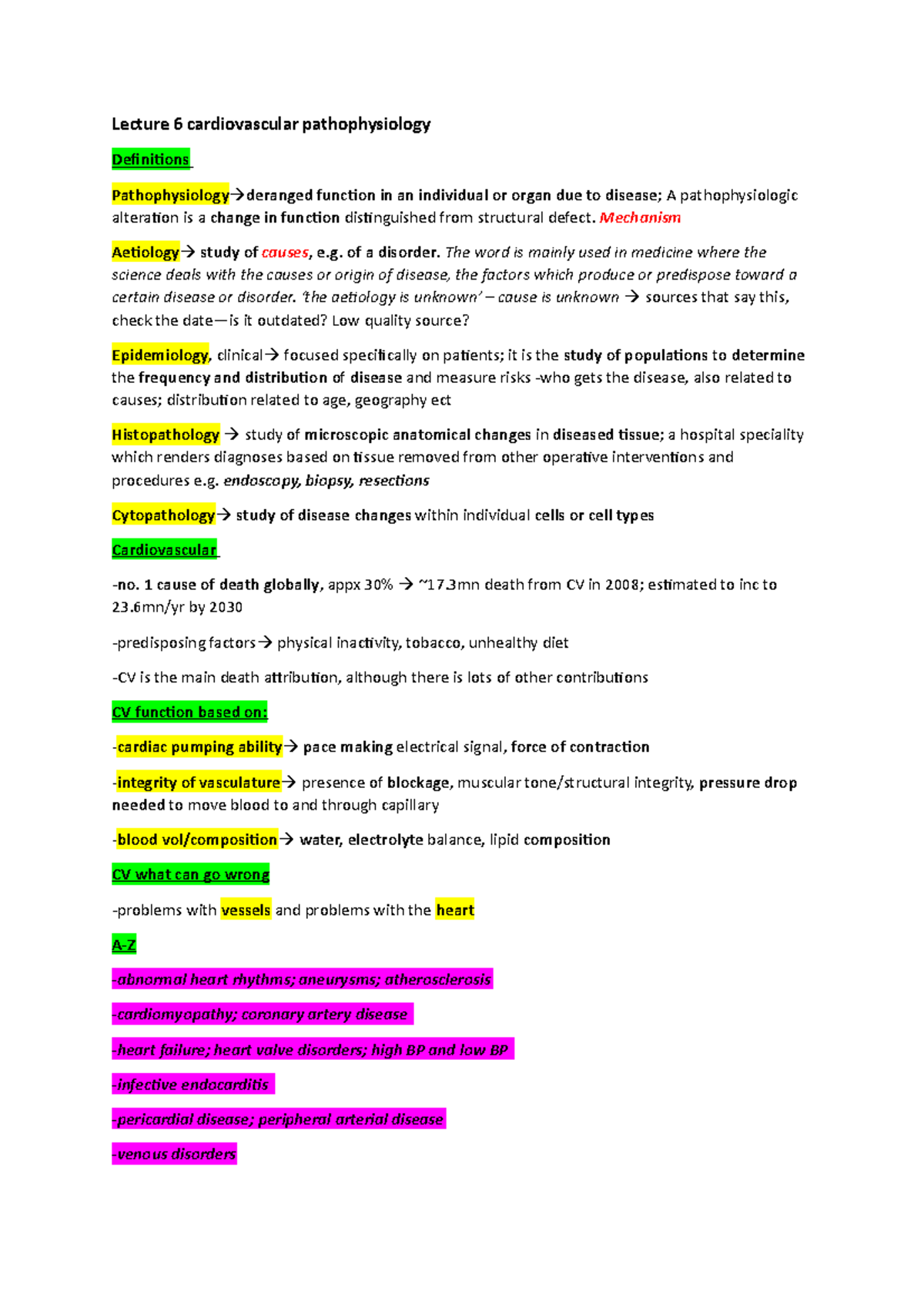 Lecture 6 cardiovascular system - Lecture 6 cardiovascular ...