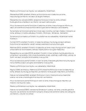 Michakato - Summary Fonetiki na fonolojia ya kiswahili - Kioo cha Lugha ...