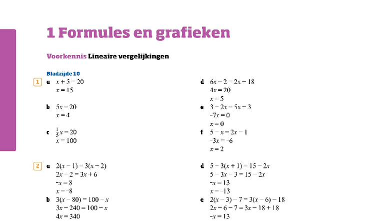 VWO-A H1: Uitwerkingen en Antwoorden Wiskunde Formules en Grafieken ...