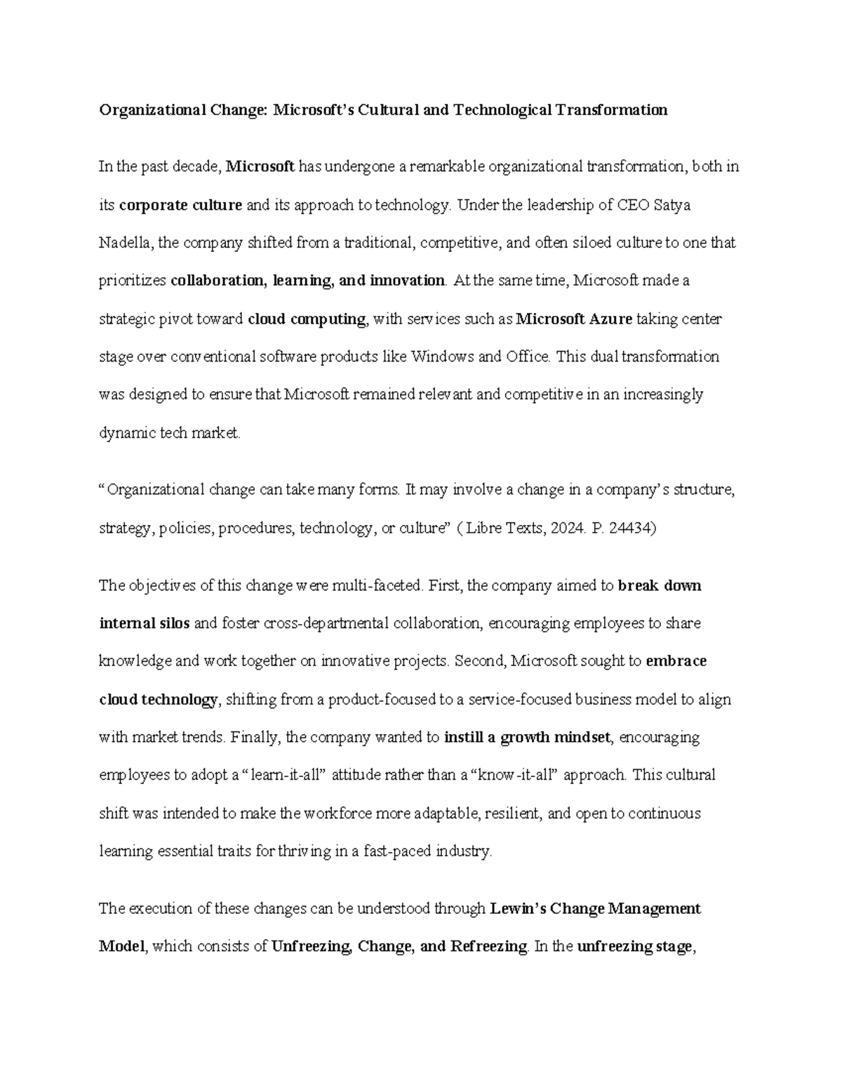 Organizational Change in Microsoft: Cultural & Tech Shift (MICO 2024 ...