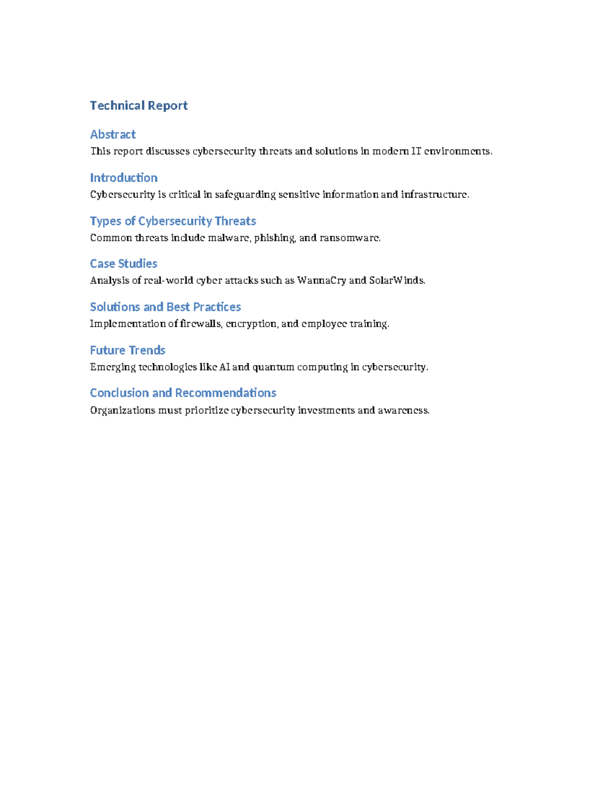 Technical Report - Technical Report Abstract This report discusses ...