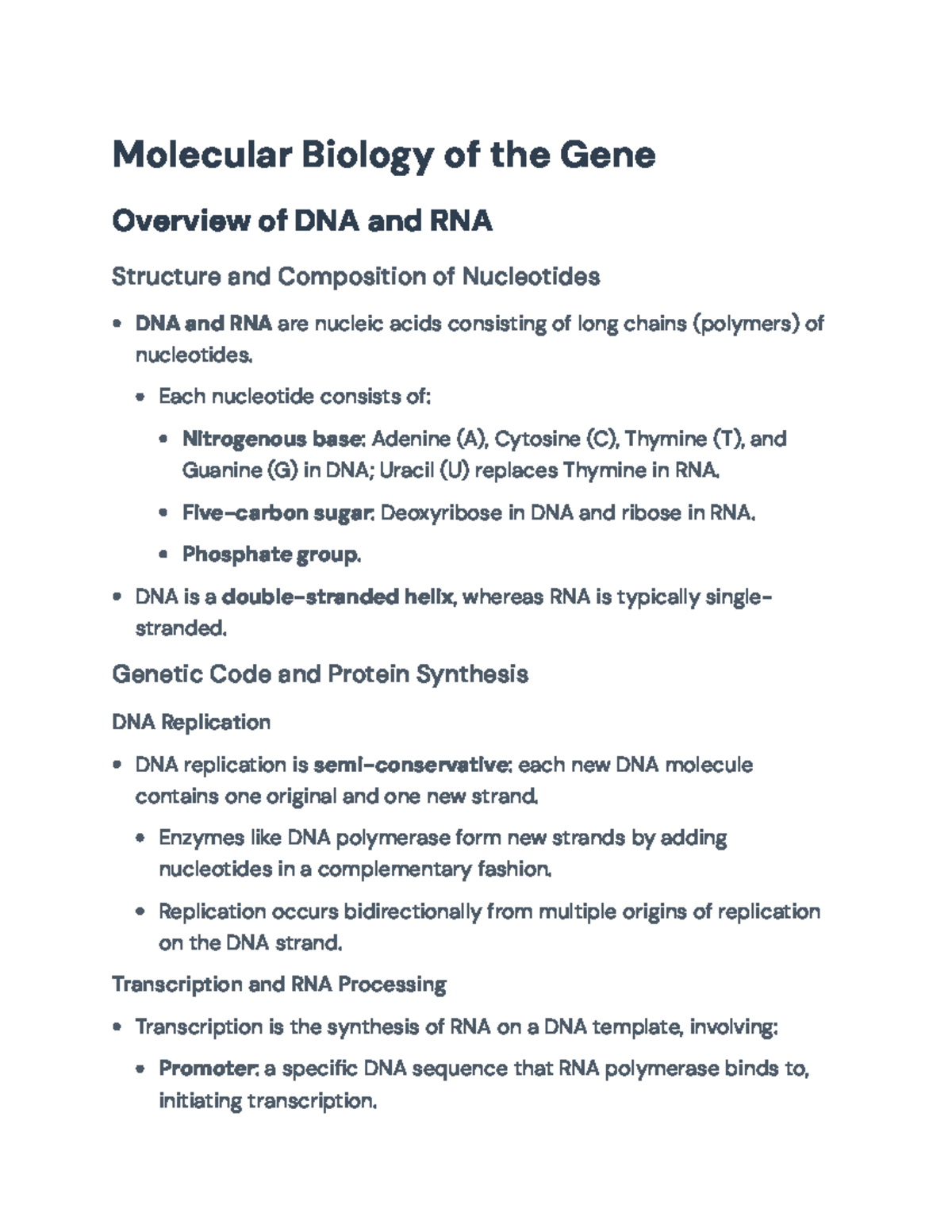 Molecular Biology of the Gene: DNA, RNA & Protein Synthesis Overview ...