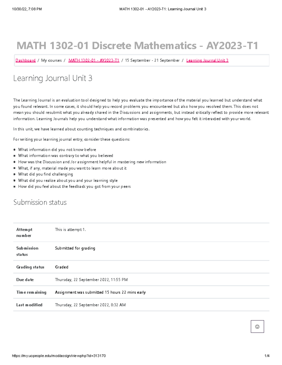 MATH 1302-01 - AY2023-T1 Learning Journal Unit 3 - MATH 1302-01 Discrete Mathematics - AY2023-T ...