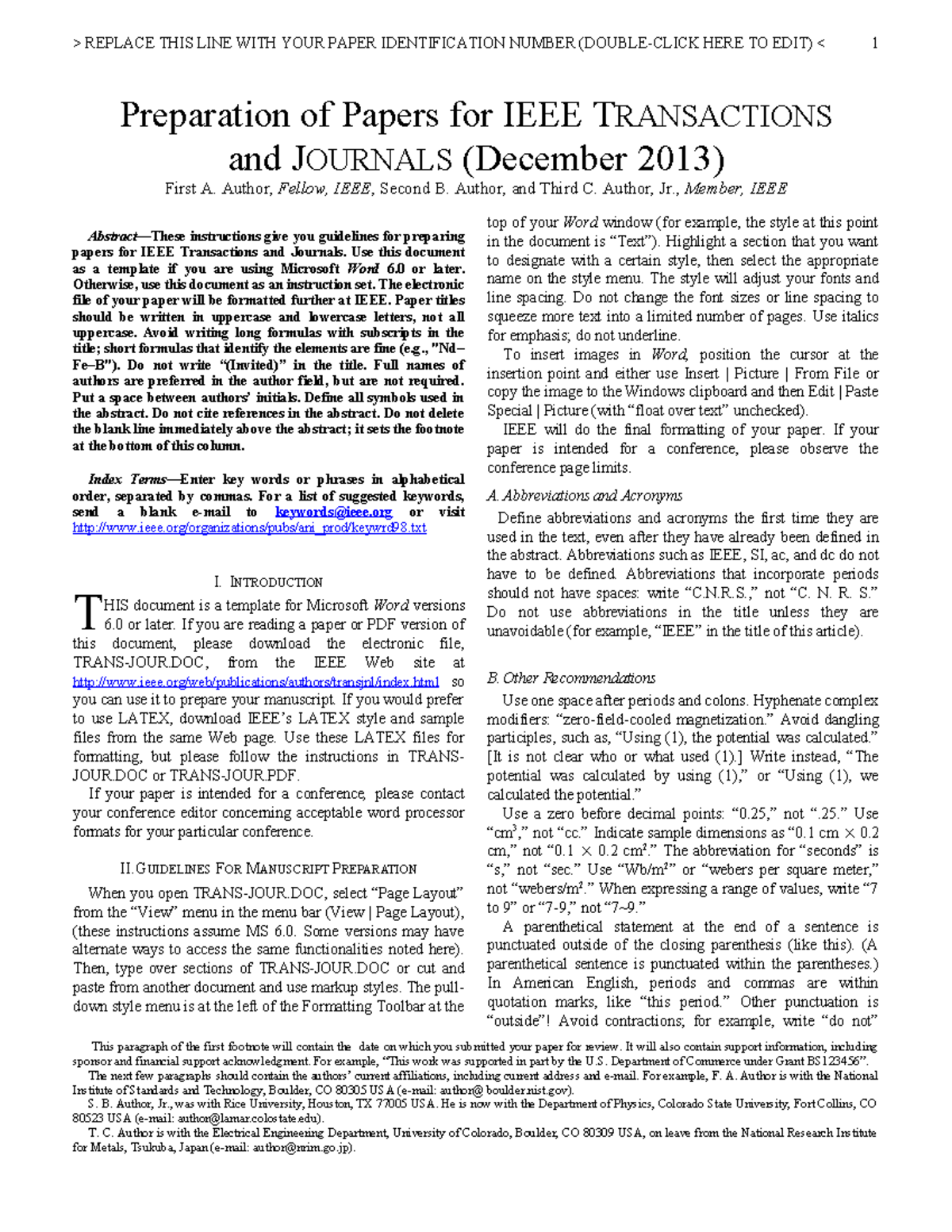 IEEE Paper Writing Template and Guidelines for Authors - Studocu