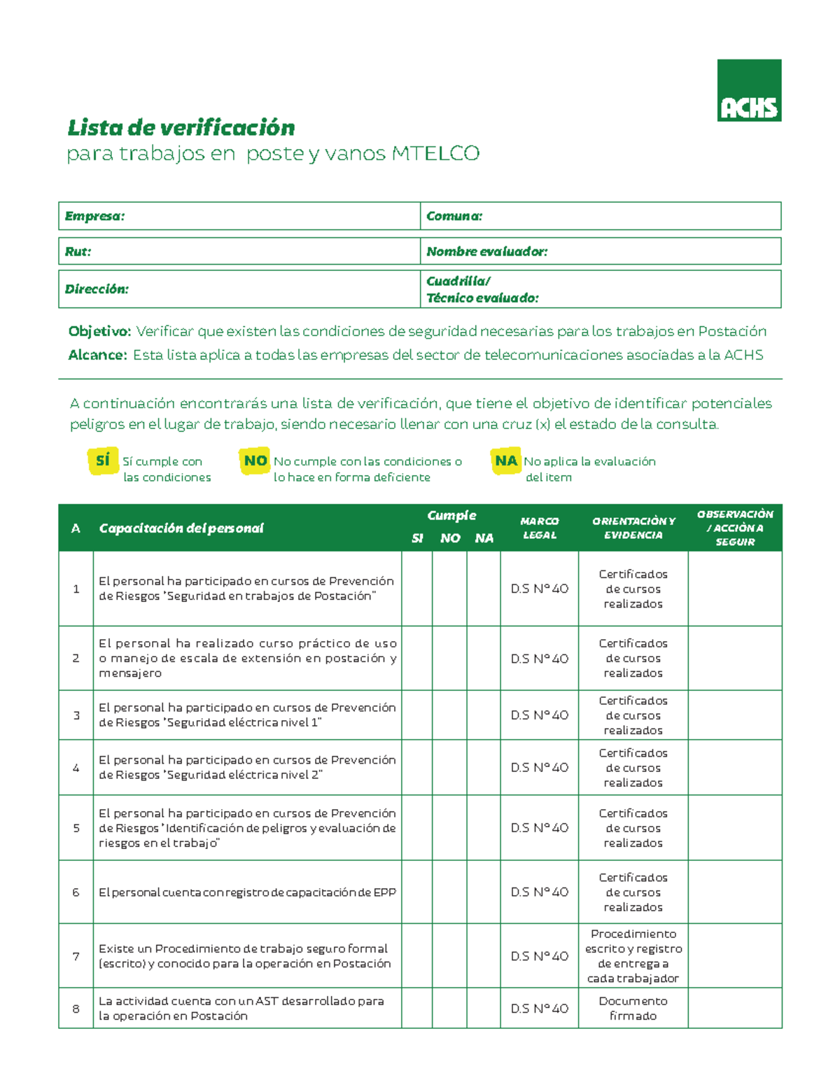 240122 ACHS Lista de Verificación para Trabajos en Postación MTELCO V01 ...