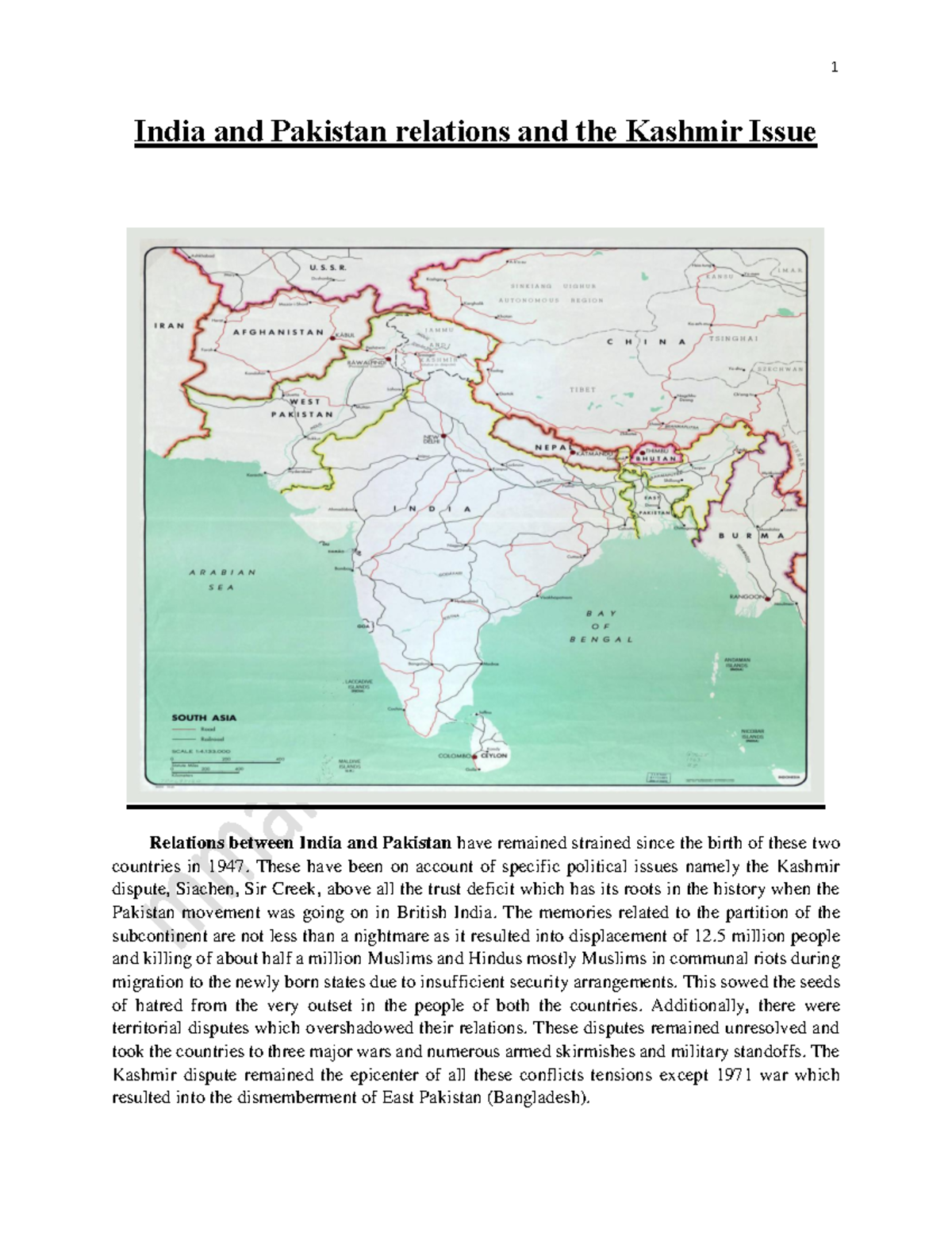 Kashmir Issue & Indo-Pak Relations: Historical Conflicts and ...