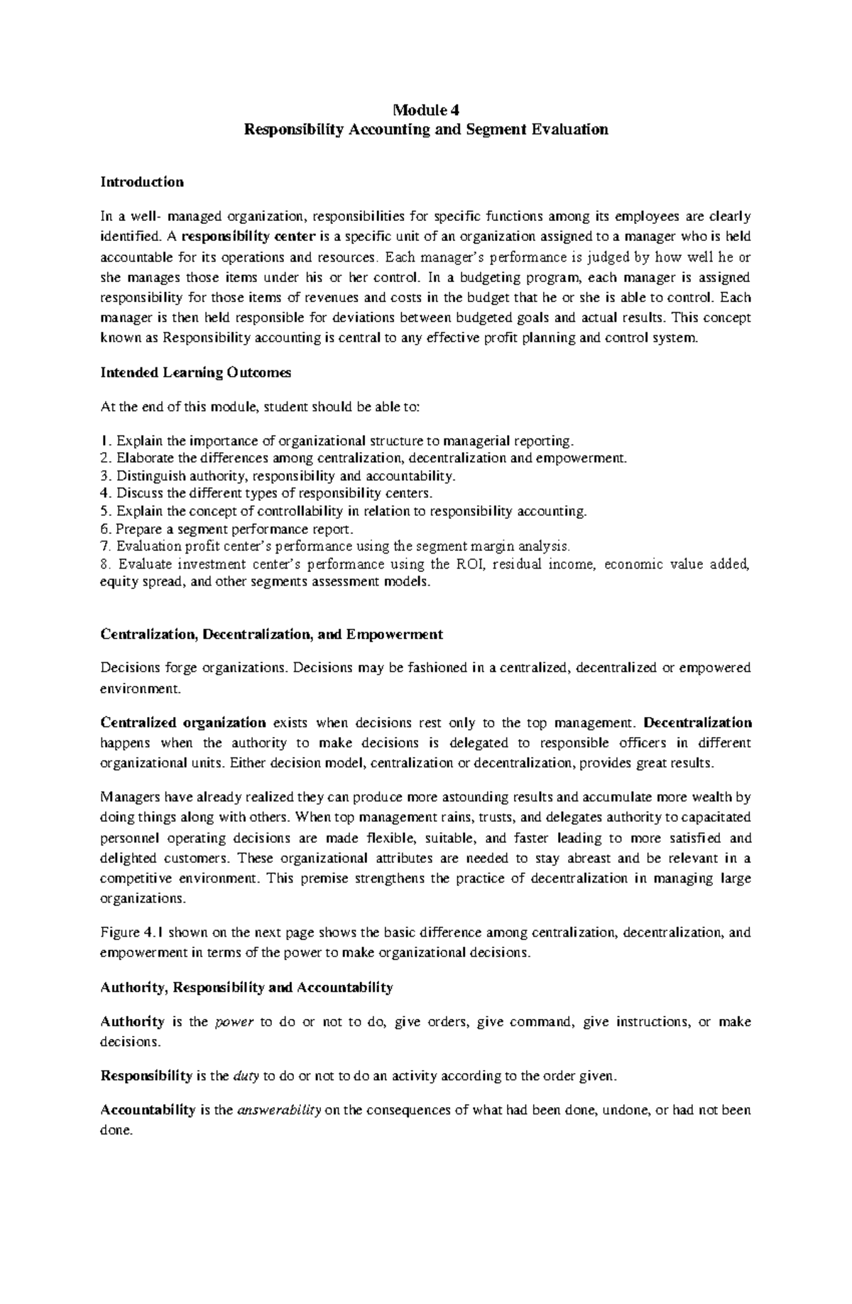 Responsibility- Accounting-AND- Segment- Evaluation-1-1 compressed - Module 4 Responsibility ...