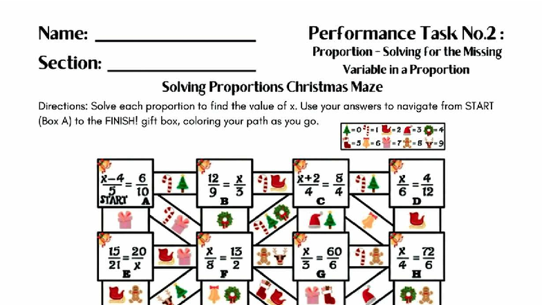 Performance Task No.2: Proportions Christmas Maze Solutions - Studocu