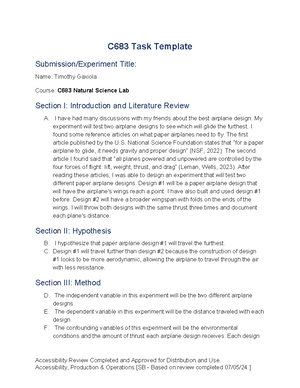 C683 BRP Task 1: Paper Airplane Flight Experiment Analysis - Studocu