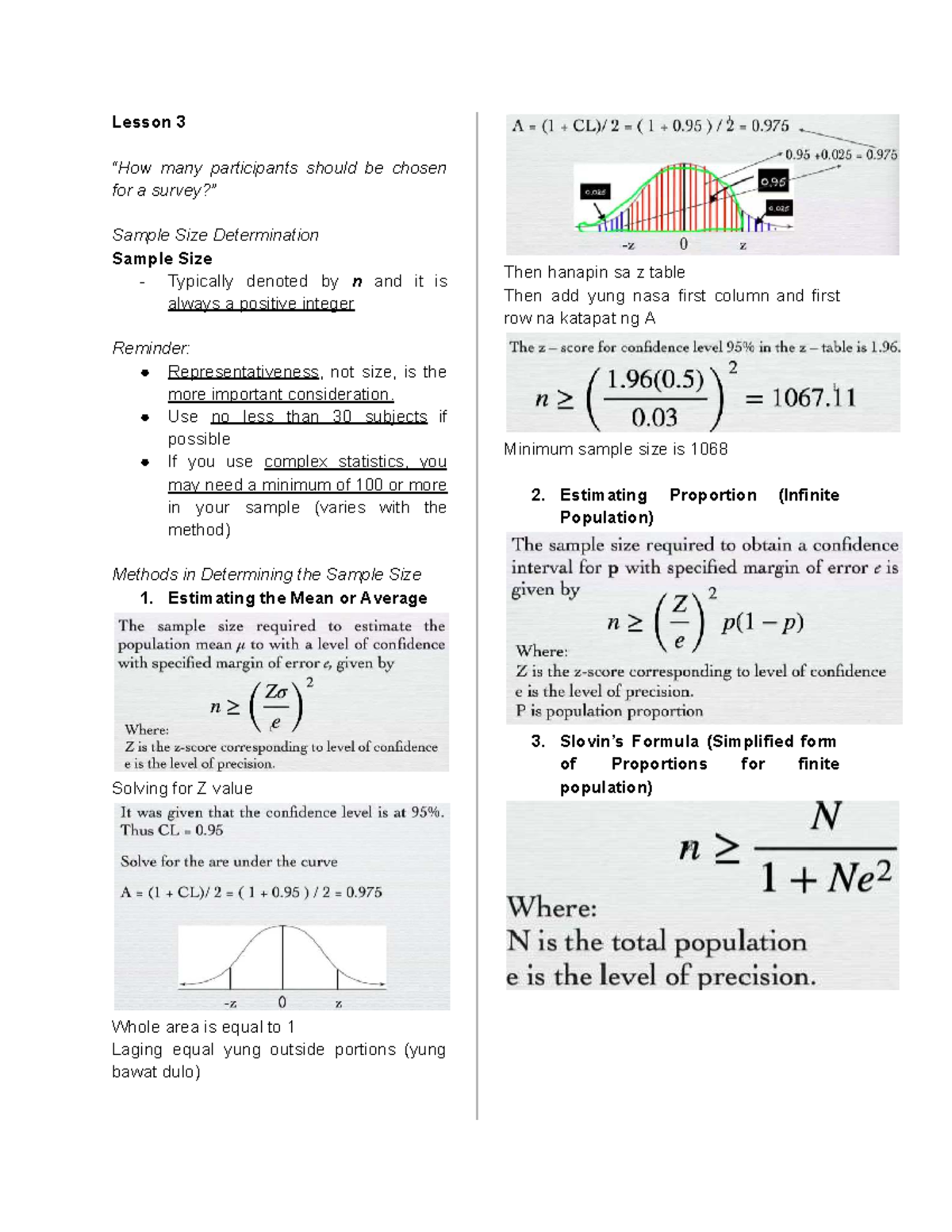 STAT 203 - Lesson 3: Determining Sample Size for Research - Studocu