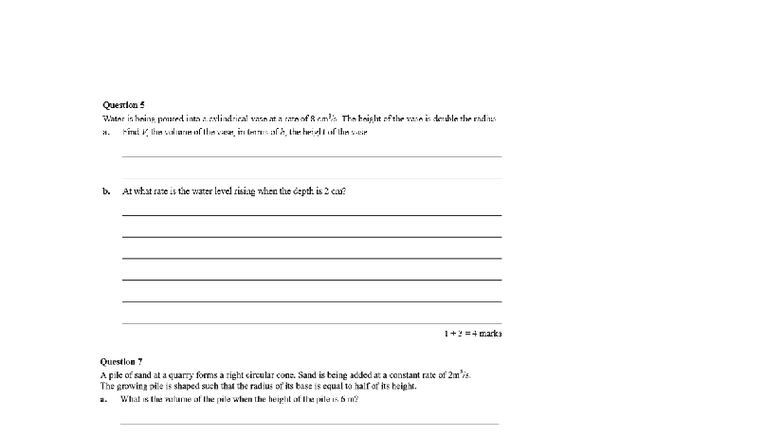 MAV Related Rates: Volume and Height Calculations in Geometry - Studocu