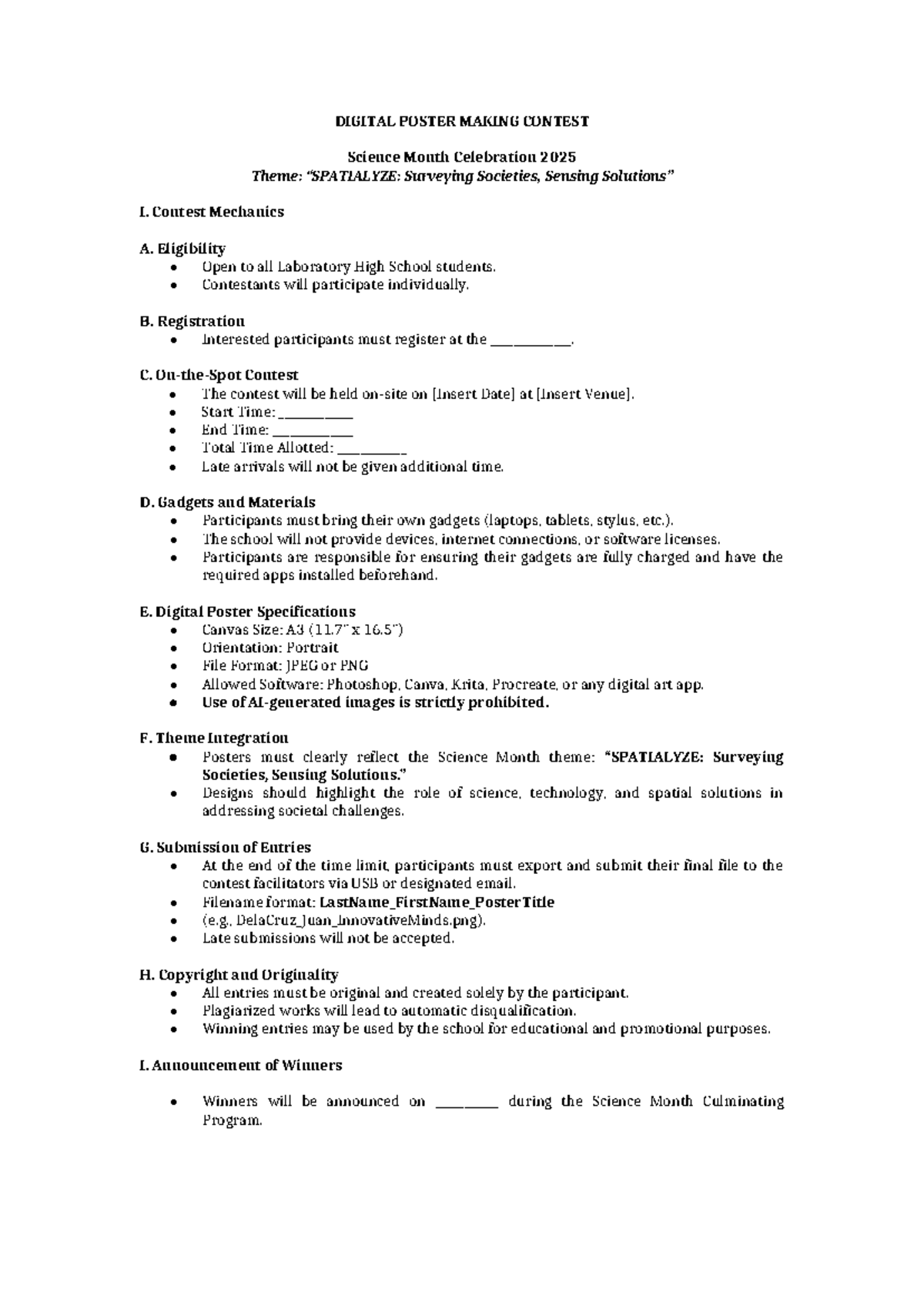 Digital Poster Making Contest: Science Month 2025 Theme - Studocu