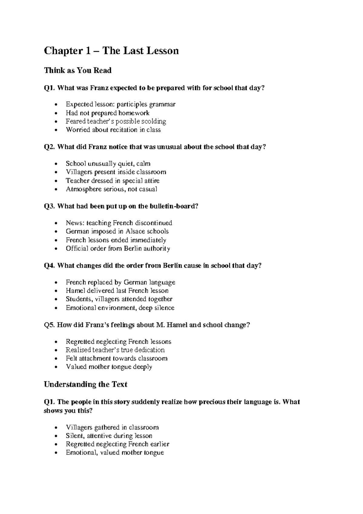 English Flamingo Prose: Chapter Summaries and Analysis - Studocu