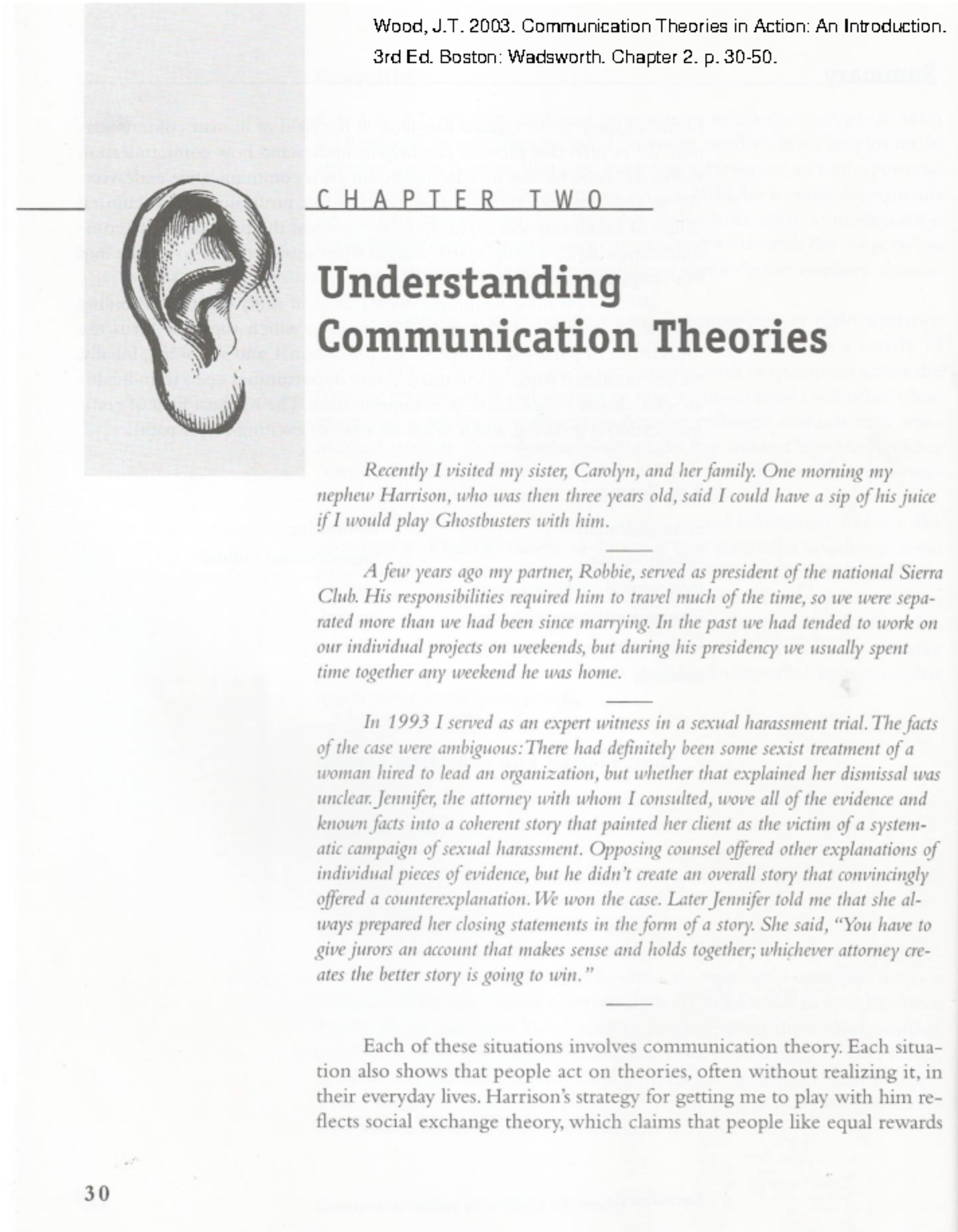 Communication Theories in Action: Chapter 2 Overview - Wadsworth 3rd Ed ...