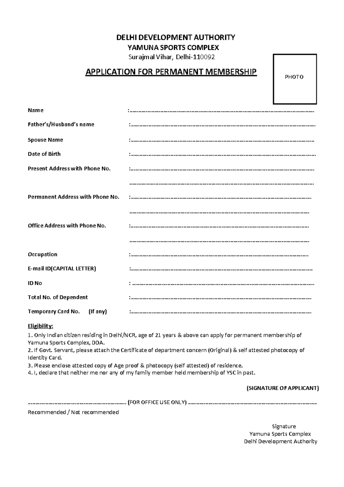 Application for Permanent Membership - YSC DDA 05072023 - Studocu