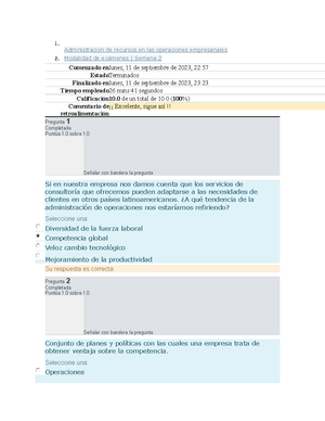Modalidad de exámenes Semana 4 Revisión del intento - PREGUNTA 1 Completada Puntúa 1 sobre 1 ...