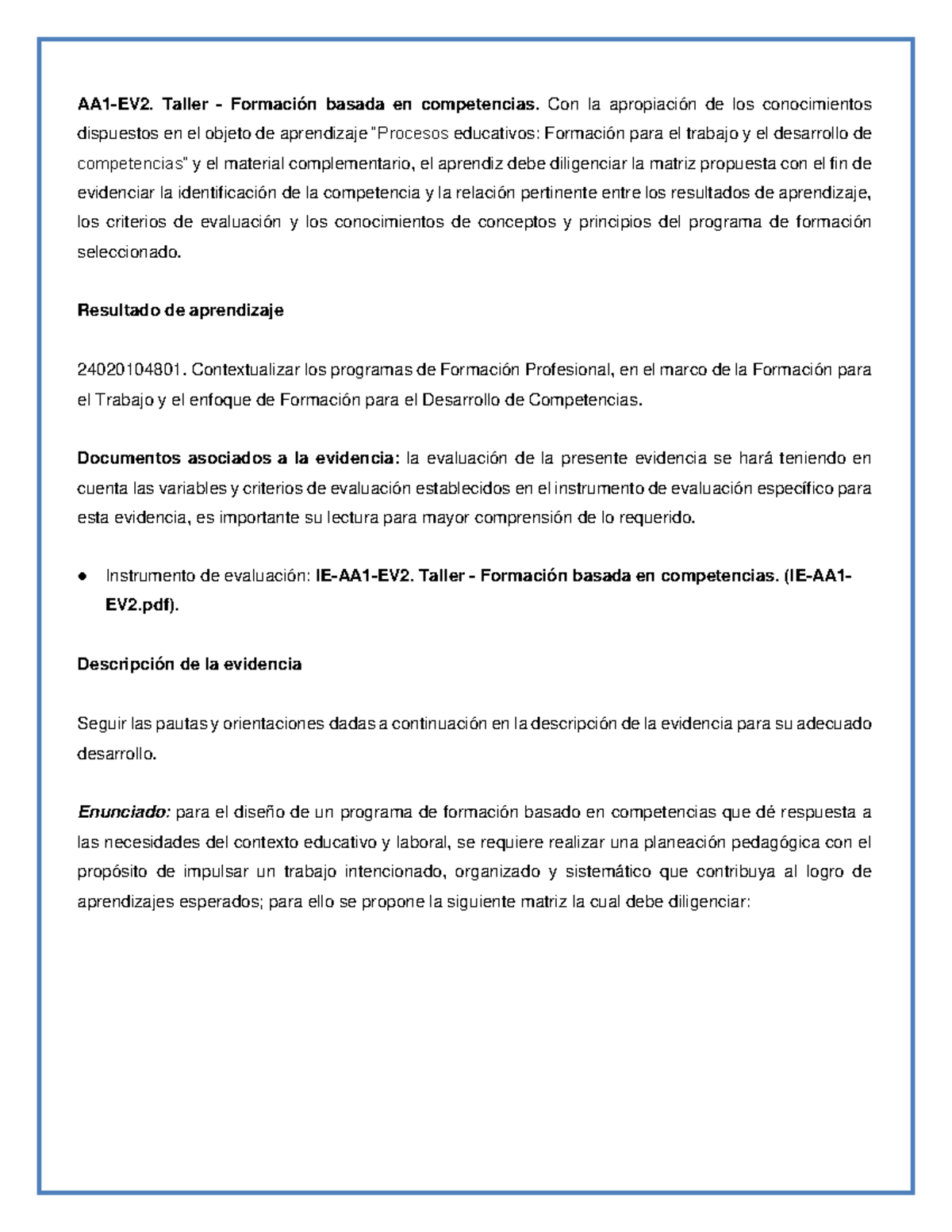 Toaz - dddvd - AA1-EV2. Taller - Formación basada en competencias. Con ...