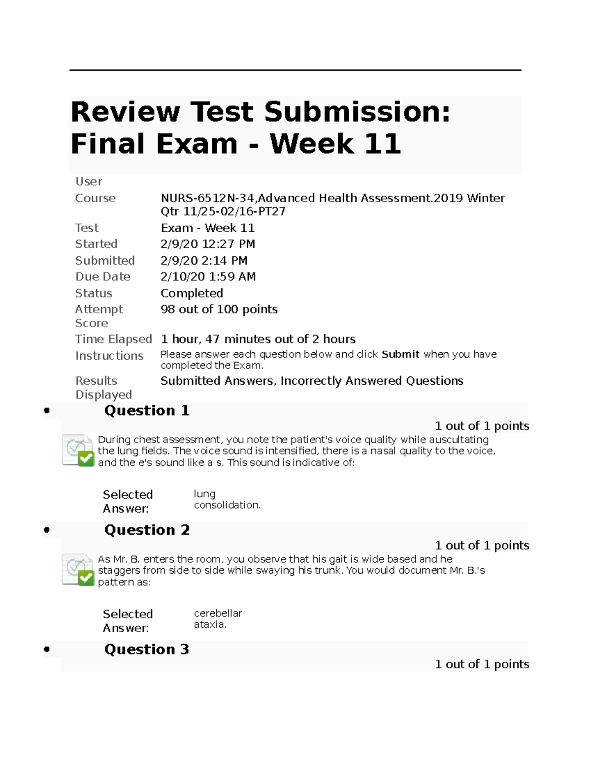 NURS-6512N-34 Final Exam Review - Week 11 Assignments - Studocu