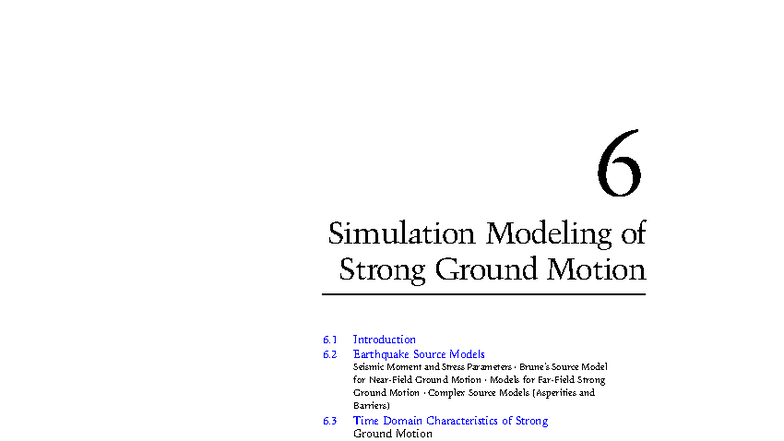 Simulation Modeling of Strong Ground Motion (0068_C06) - Studocu