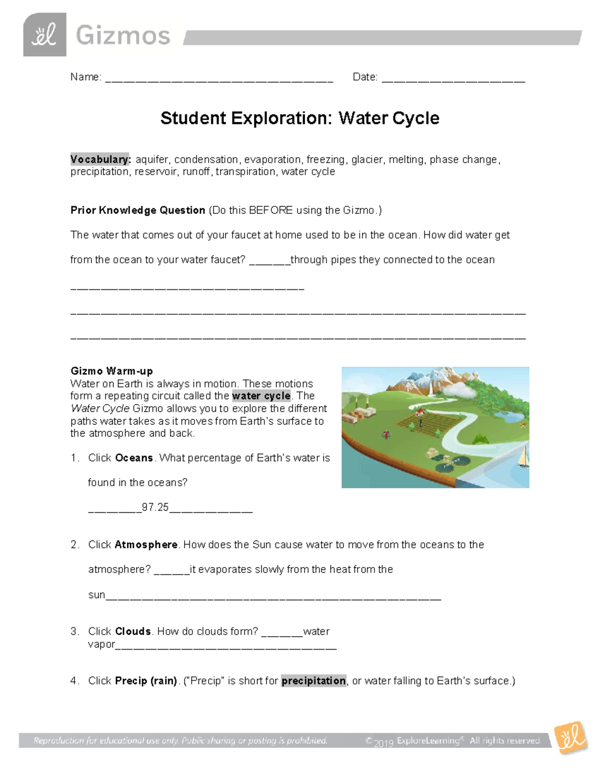 Water Cycle Exploration: Key Vocabulary & Concepts (SE) - Studocu