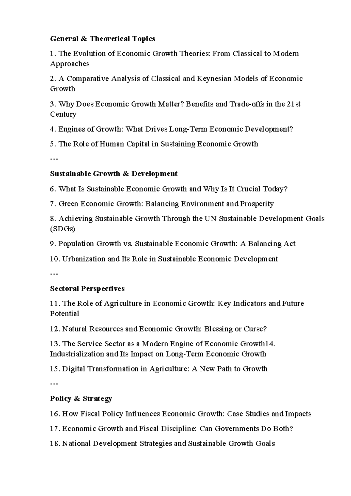 ECON 101: Key Topics in Economic Growth Theories and Strategies - Studocu