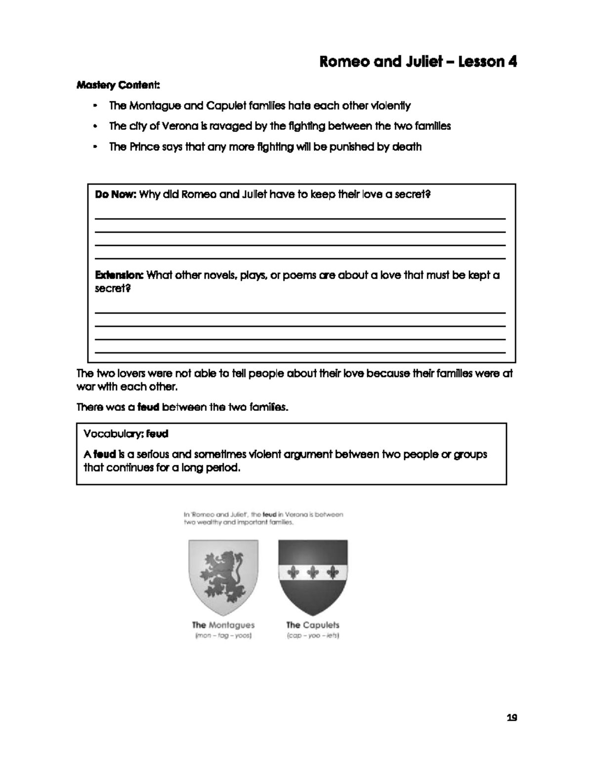 Romeo and Juliet ENG 101 Lesson 4: The Feud of Verona - Studocu