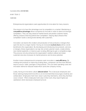 AVM1 Task 3 - Managing Innovation for Competitive Advantage in ...
