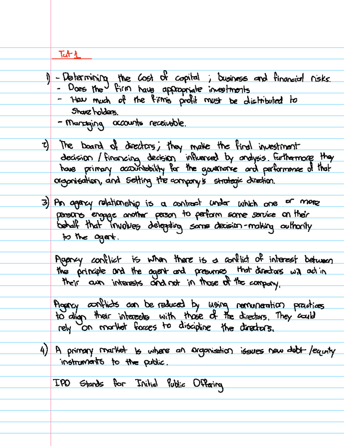 FTX Tut 1 - Memo on Cost of Capital & Agency Relationships - Studocu