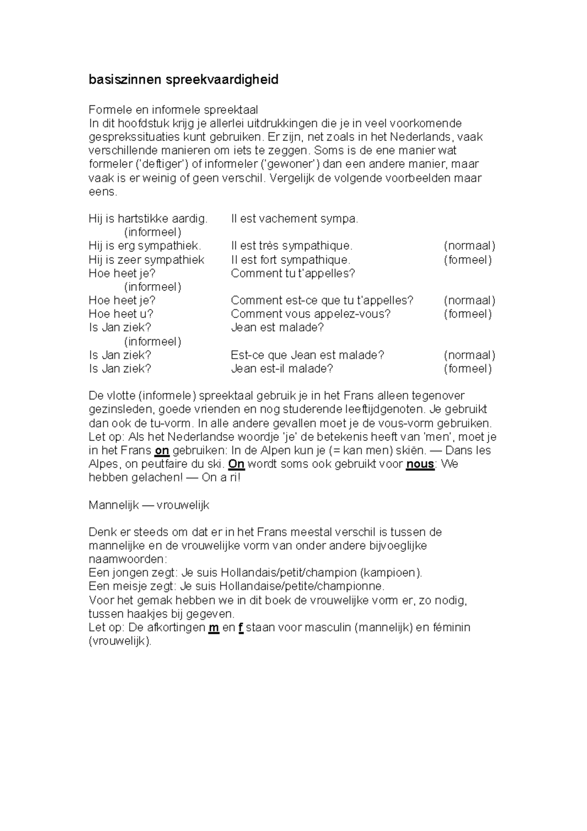 Basiszinnen voor Spreekvaardigheid in het Frans - Leerboekmateriaal ...