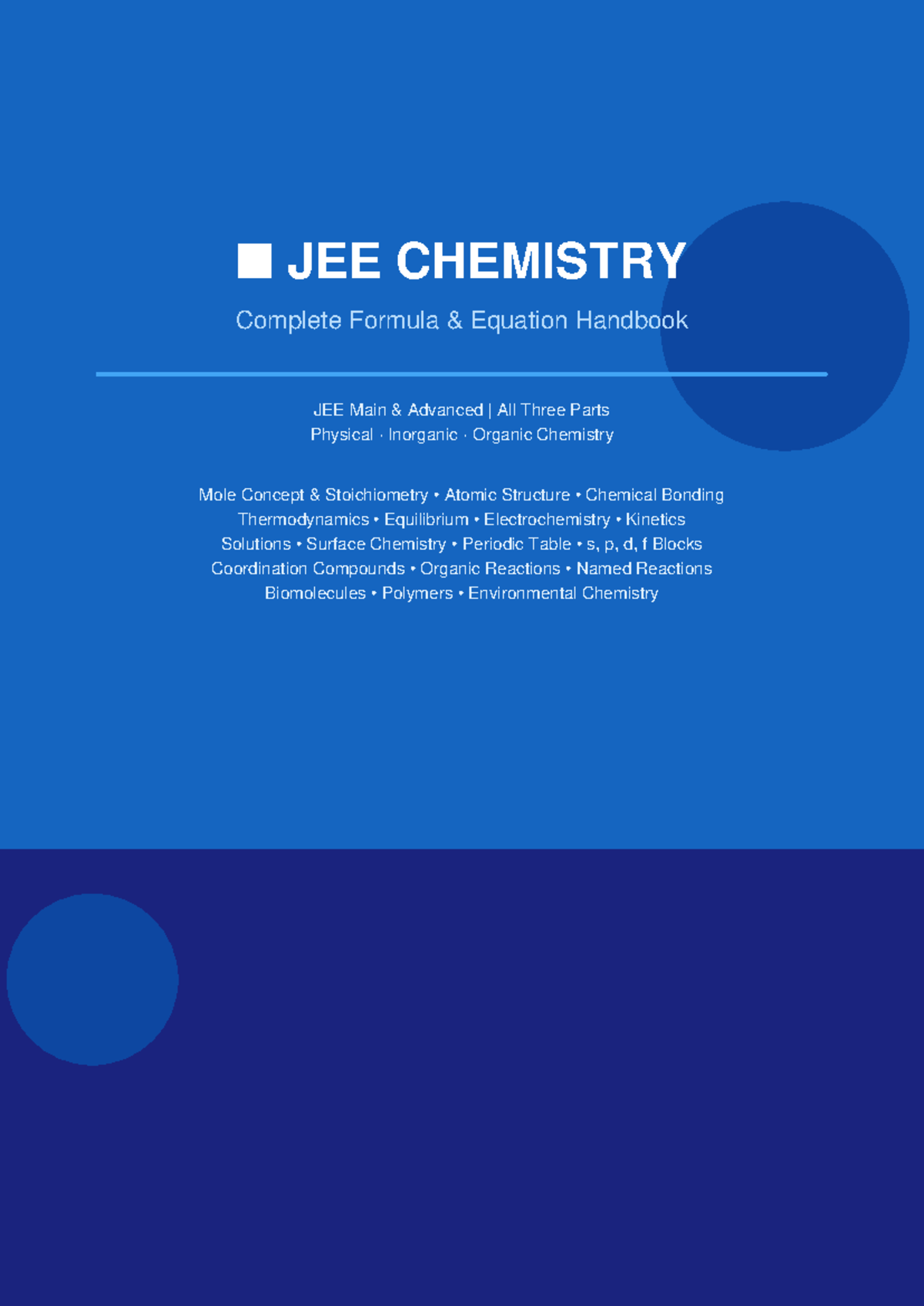 JEE CHEMISTRY Complete Formula Handbook: Physical, Inorganic & Organic ...