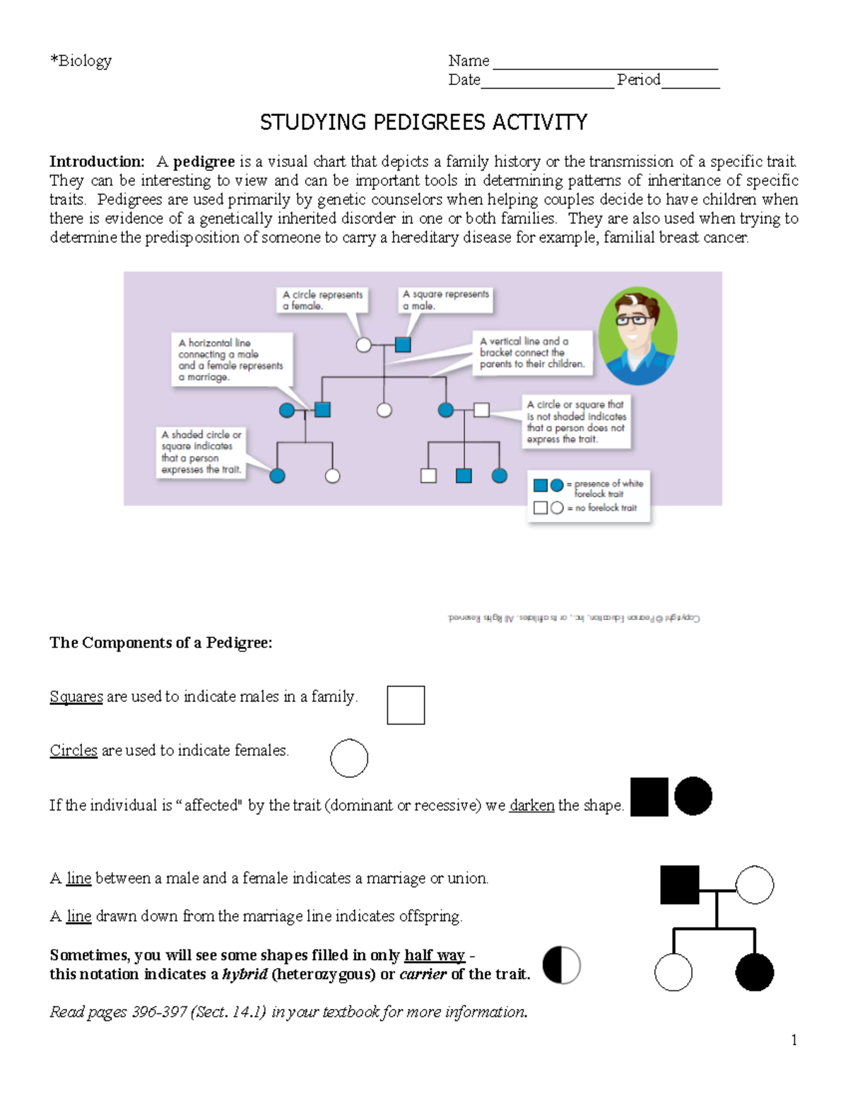 Biology 101: Pedigree Analysis Worksheet and Practice Activities - Studocu