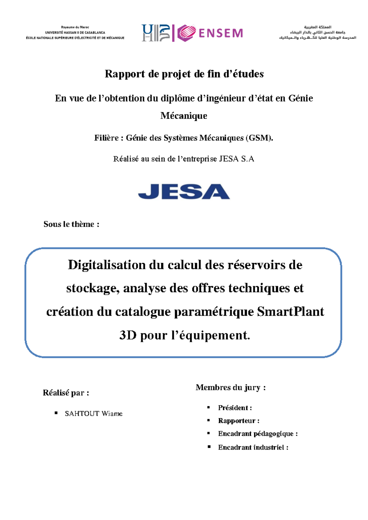Rapport de PFE : Digitalisation des Réservoirs de Stockage - trhtr ...