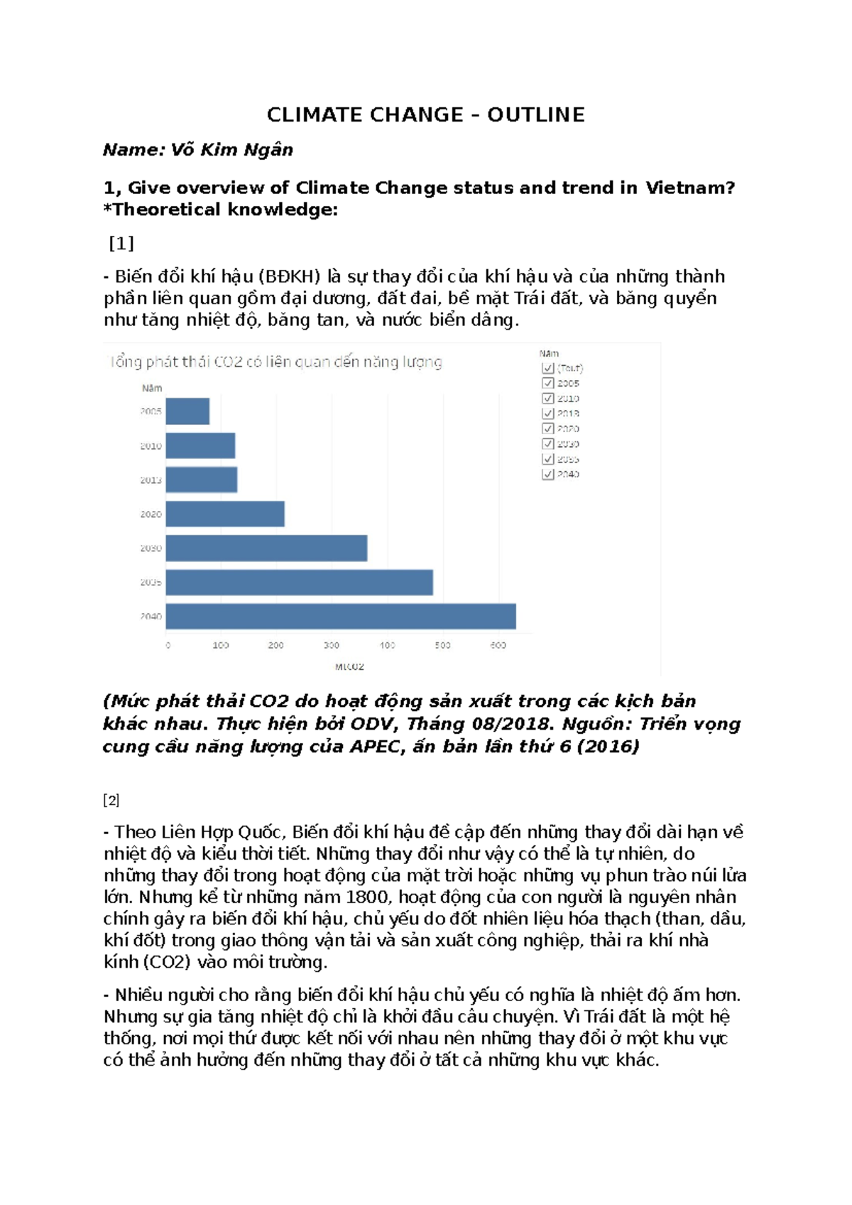 Climate-change-outline - CLIMATE CHANGE – OUTLINE Name: Võ Kim Ngân 1 ...