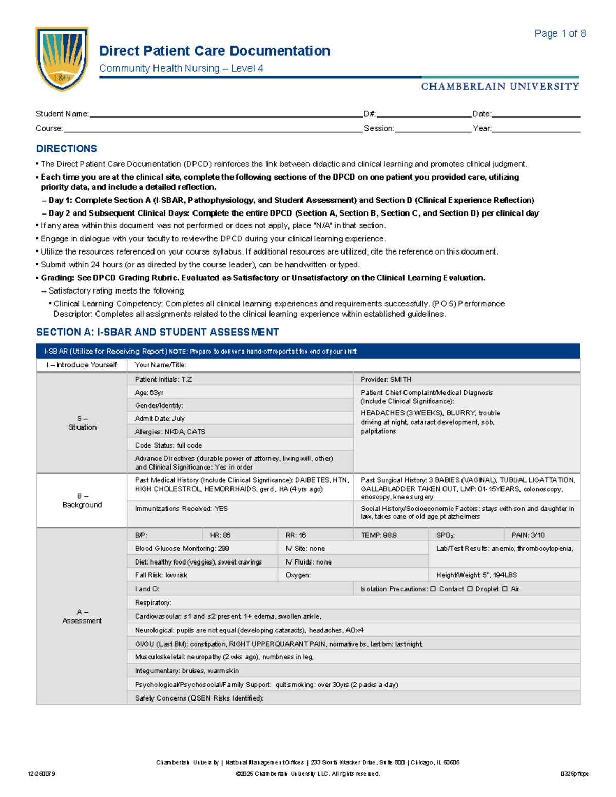 Direct Patient Care Documentation: Community Health Nursing Level 4 ...