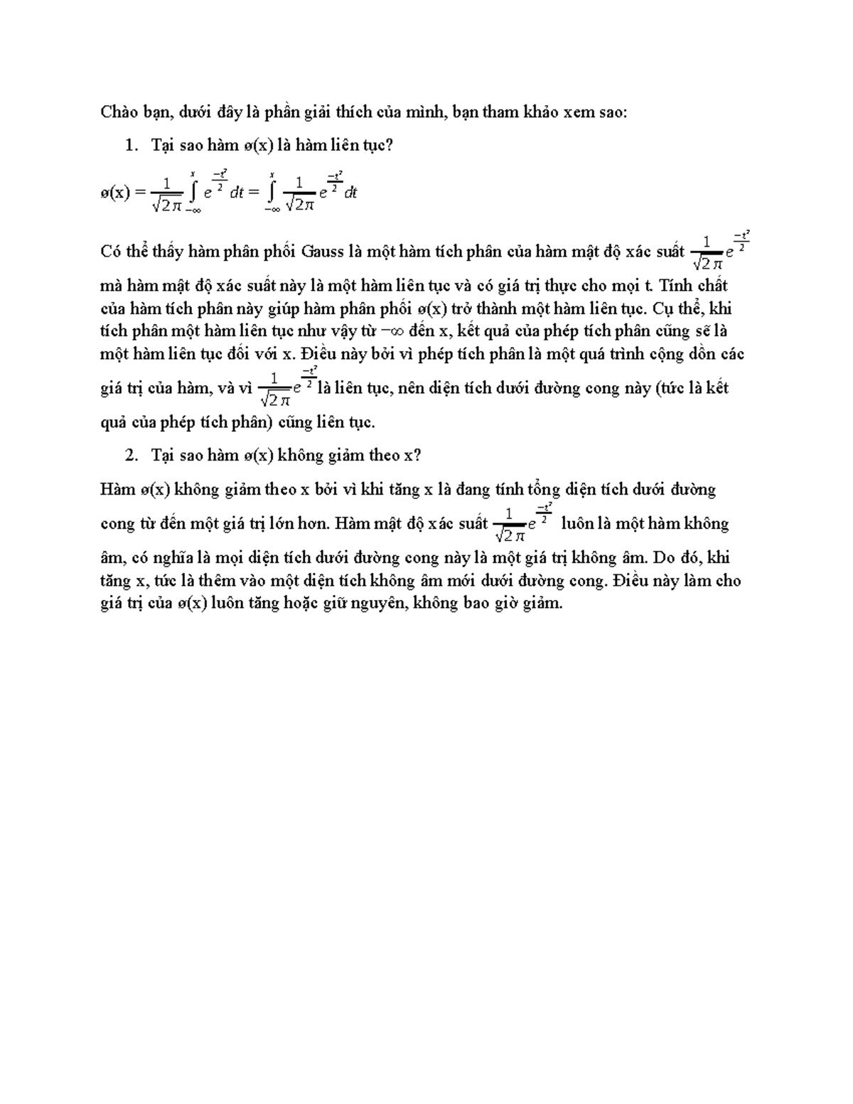 Giải đáp thắc mắc về Hàm phân phối Gauss - Toán học 101 - Studocu