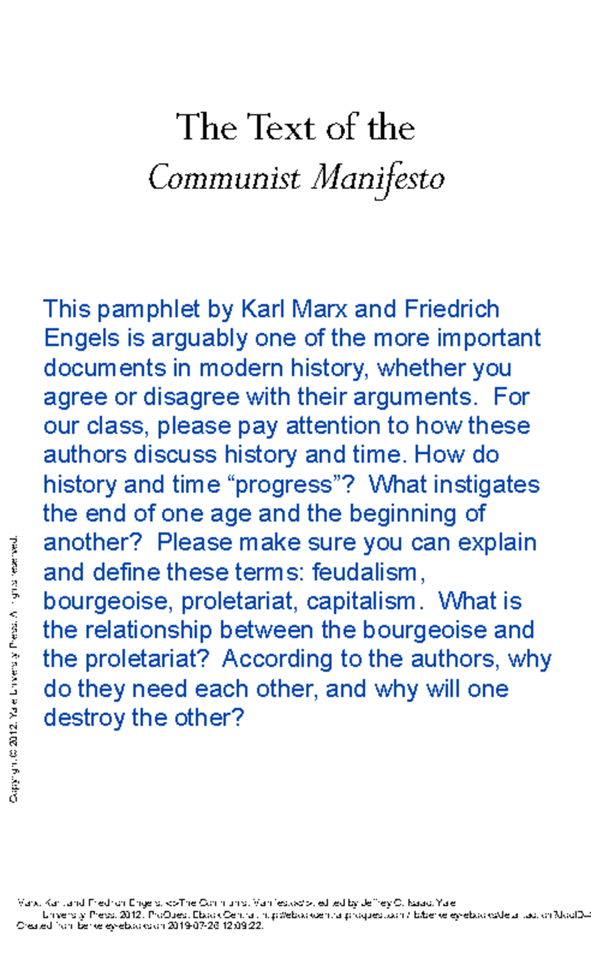 The Communist Manifesto: Class Struggles and Revolutionary Potential in ...