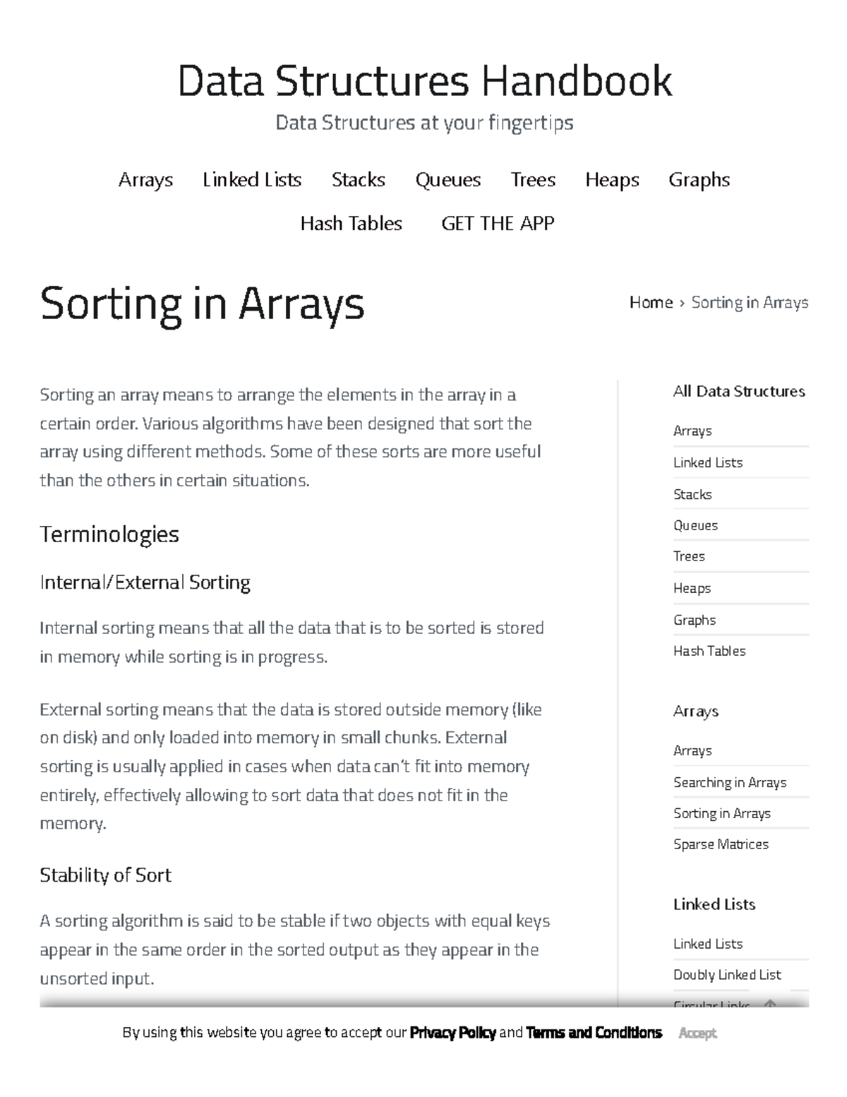 Sorting in Arrays - Data Structures Handbook - Data Structures Handbook ...