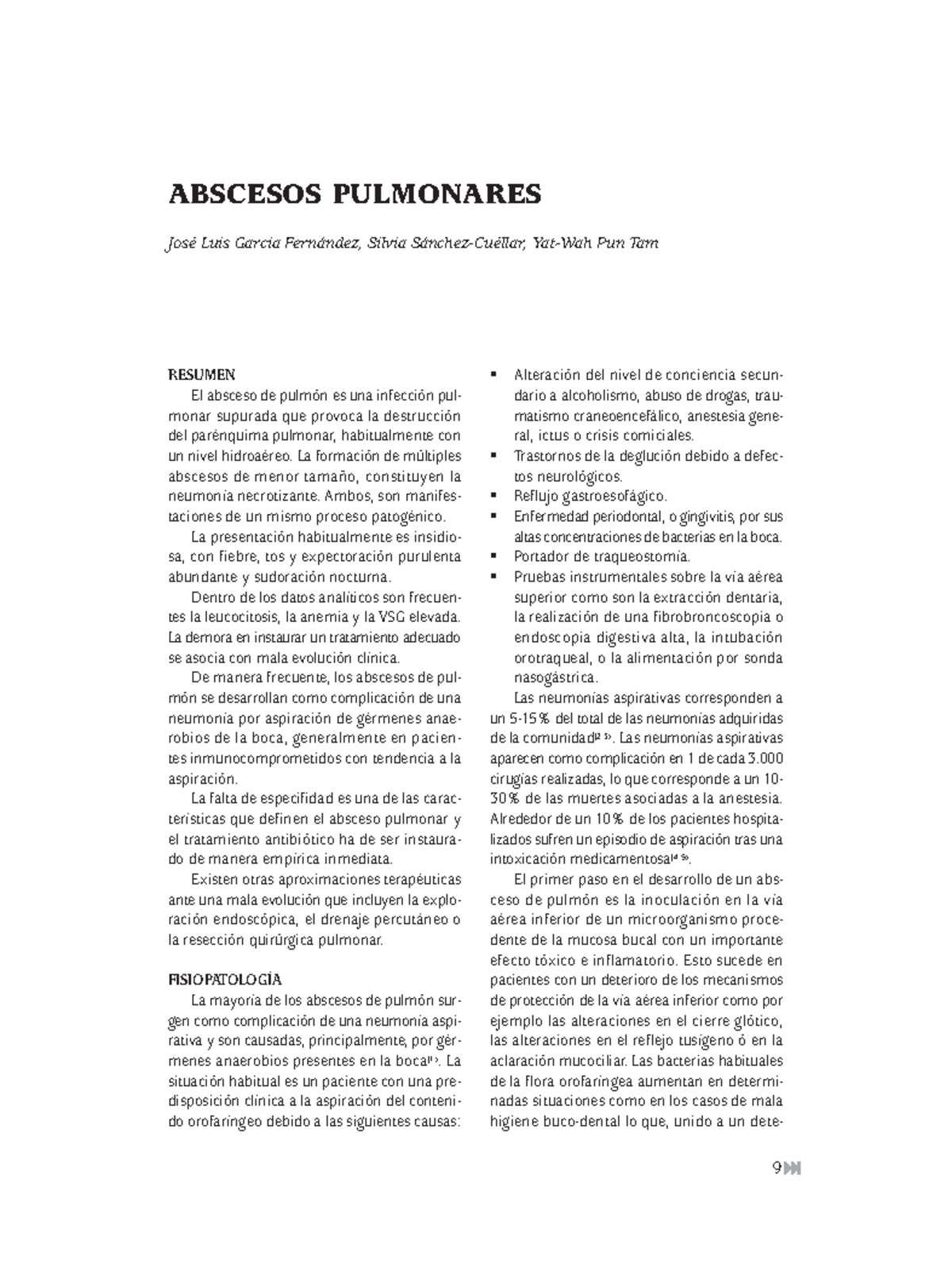 Abscesos pulmonares - RESUMEN El absceso de pulmón es una infección pul ...