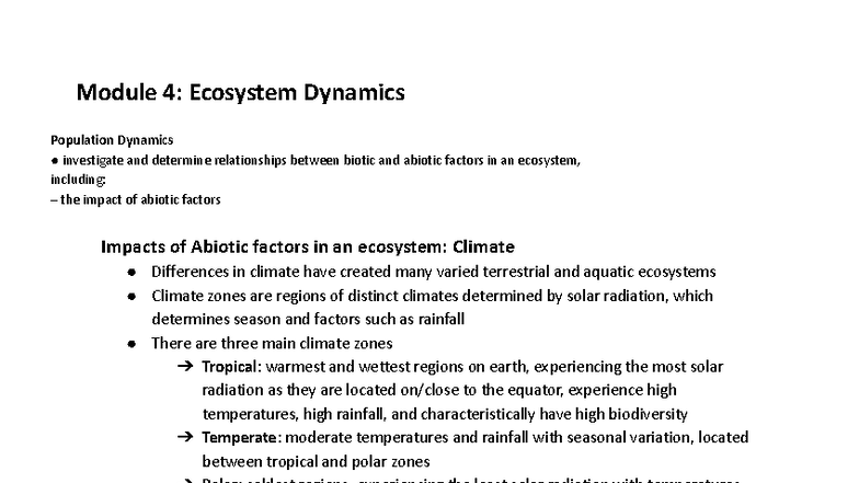 Biology - Module 4: Ecosystem Dynamics & Population Relationships - Studocu