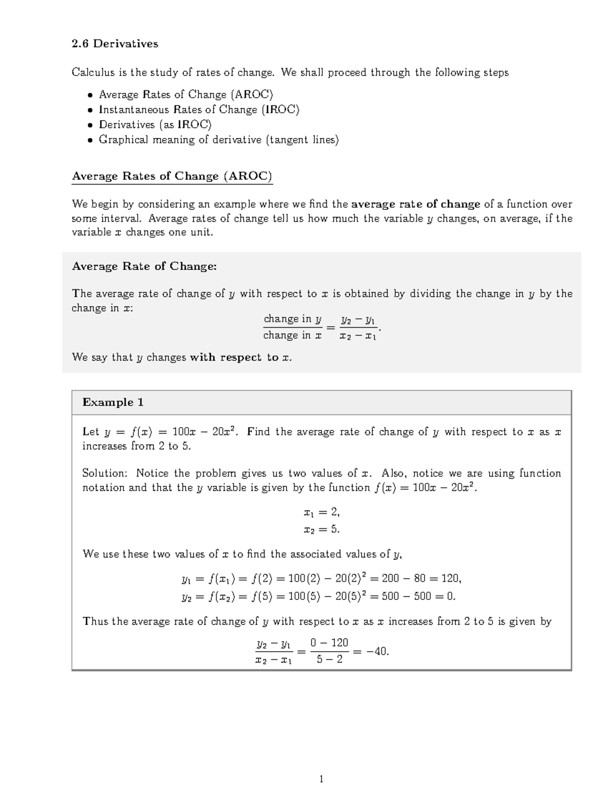 Instantaneous Rates of Change & Derivatives in Calculus (MATH 2.6 ...