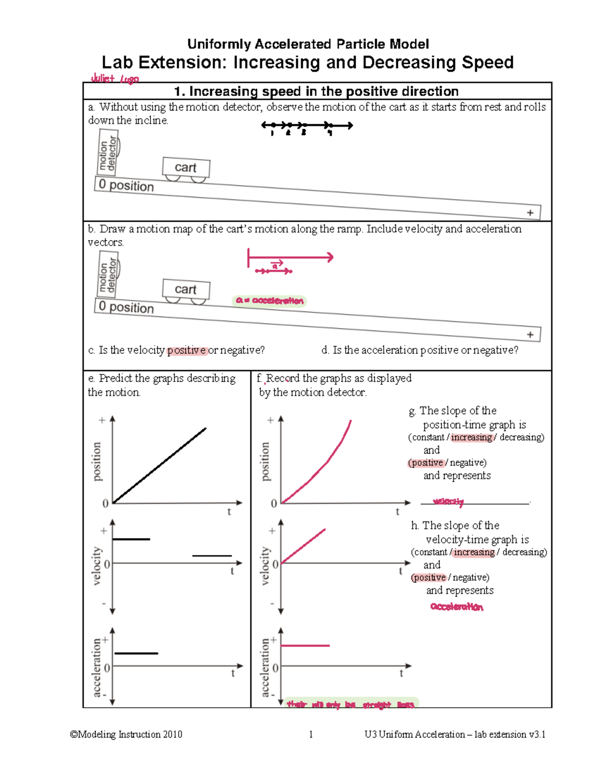 Lab Extension- Increasing and Decreasing Speed - Increasing speed in ...