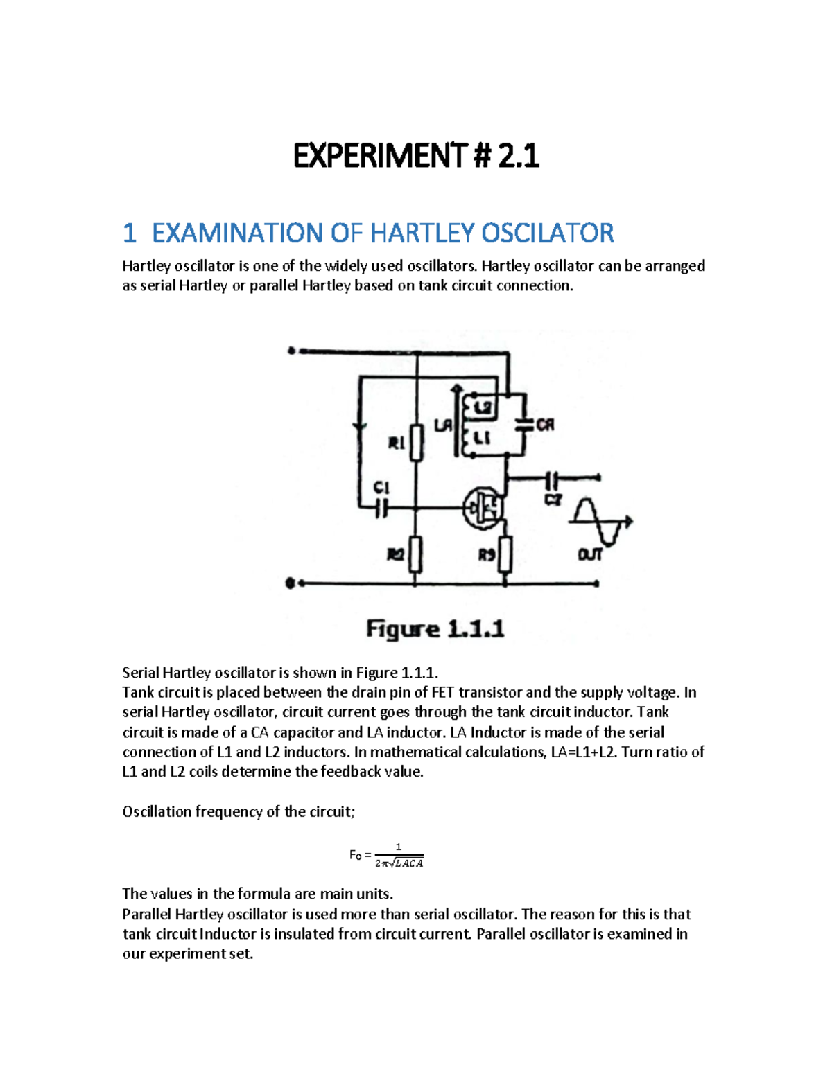 LAB Session 2 - Practical lab experiment - EXPERIMENT # 2. 1 ...