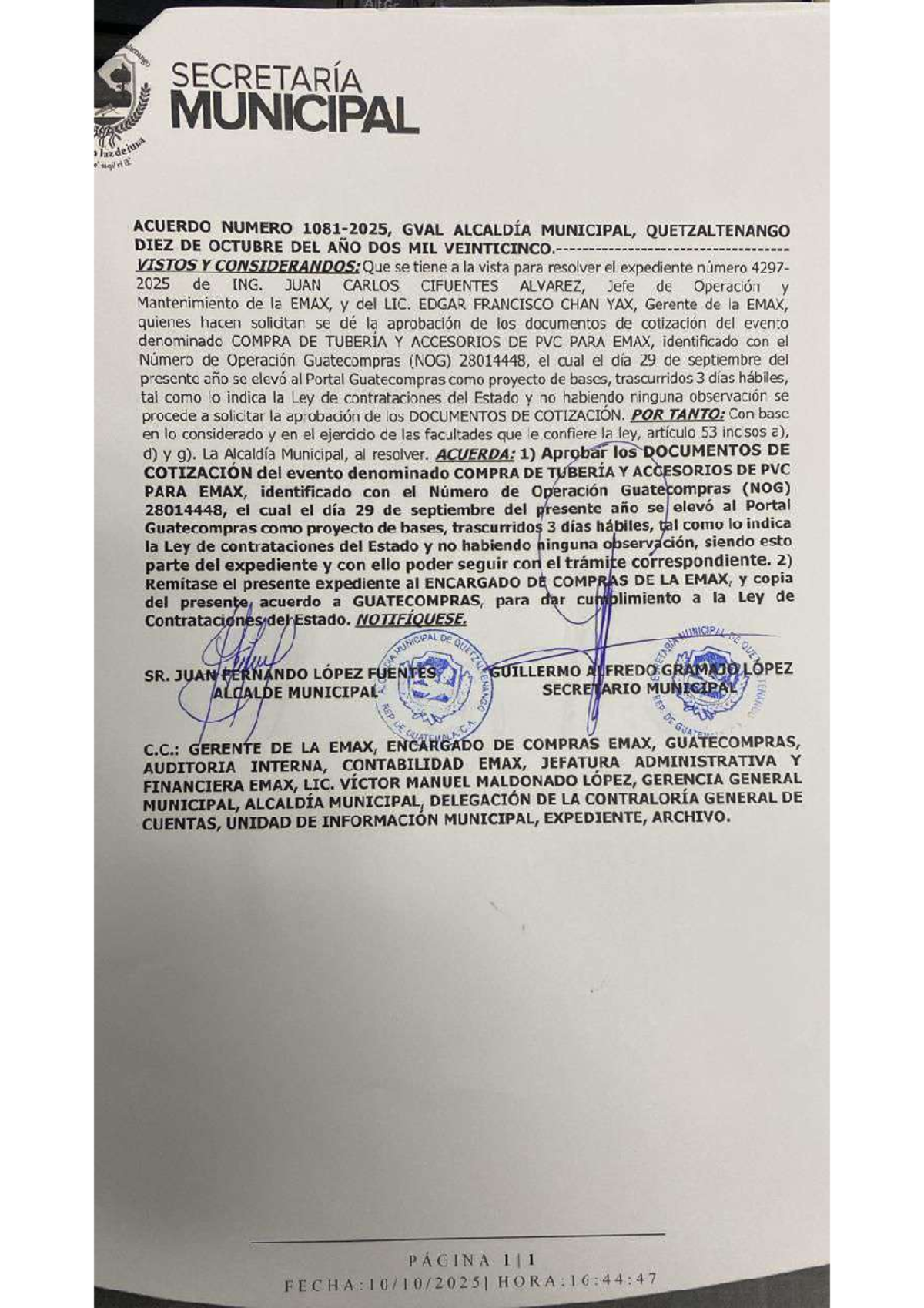 Acuerdo de Aprobación de Cotización para EMAX - 2025 - Studocu