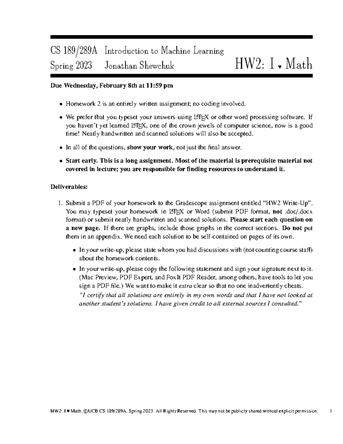 Hw2 sol - staff sols for hw2 math - CS 189/289A Introduction to Machine ...