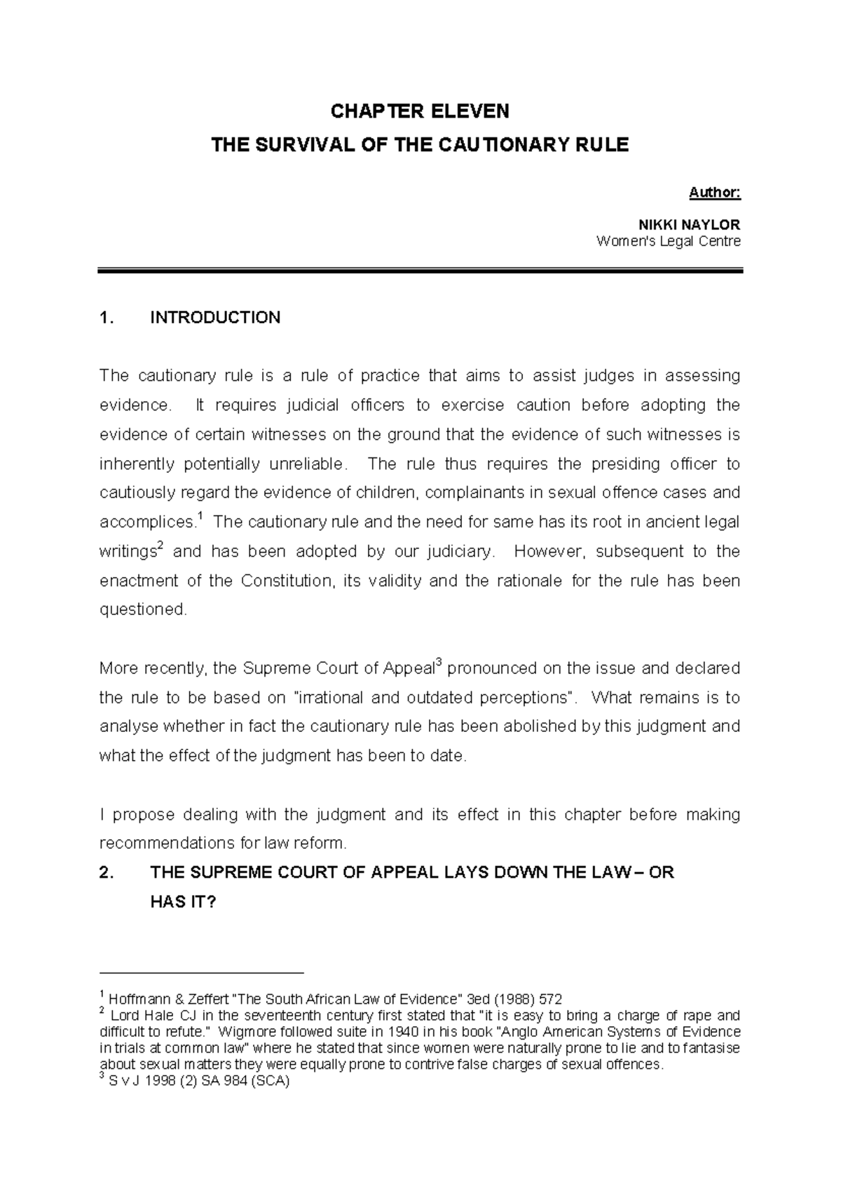 Cautionary Rule in Criminal Law: Implications and Recommendations - Studocu