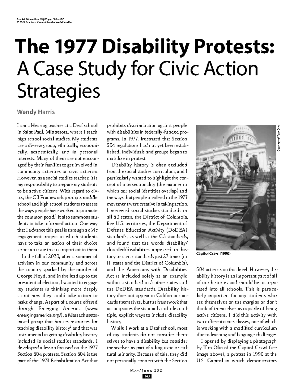 Strategies for Civic Action: Insights from the 1977 Disability Protests ...